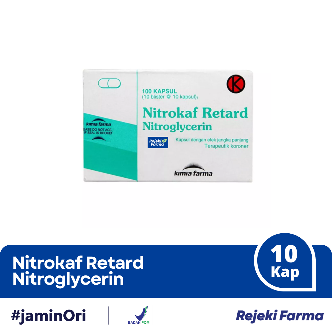 Nitrokaf Retard Nitroglycerin - 1 Strip isi 10 Kaplet – Apotek Rejeki Farma