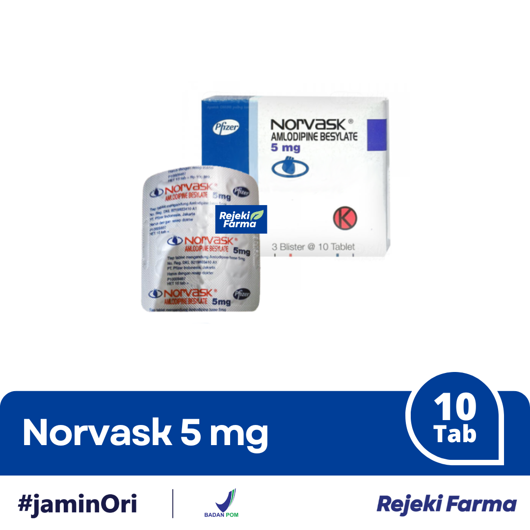 Norvask 5 mg - 1 Strip isi 10 Tablet – Apotek Rejeki Farma