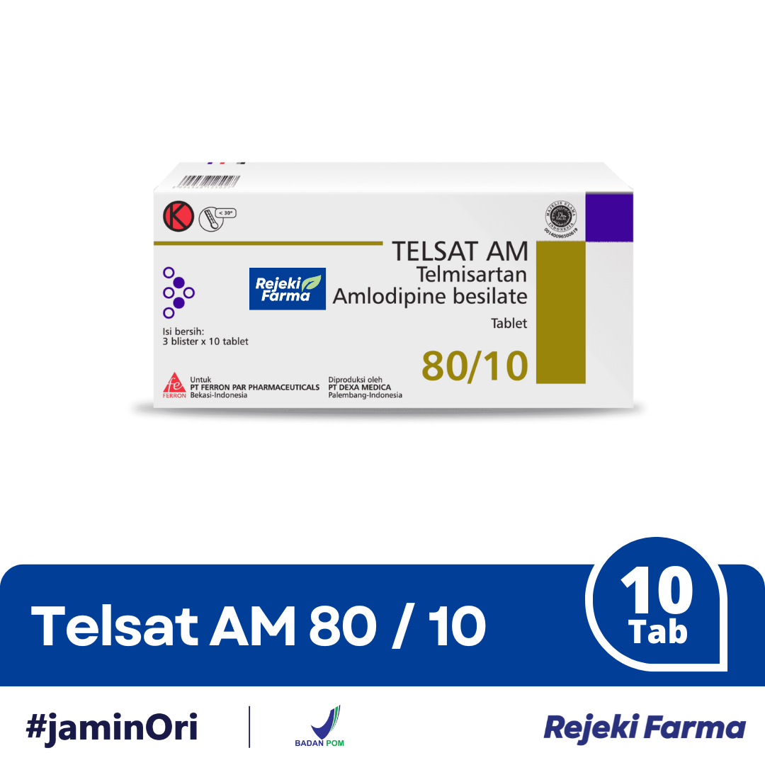 Telsat AM 80/10 - 1 Strip isi 10 Tablet – Apotek Rejeki Farma